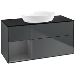 Villeroy & Boch Villeroy und Boch Finion Waschtischunterschrank FA62GKHG 120cm, Abdeckplatte black matt, Regale Anthracite matt lacquer, Midnight Blue Matt Lacquer