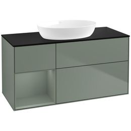 Villeroy & Boch Villeroy und Boch Finion Waschtischunterschrank FA62GMGM 120cm, Abdeckplatte black matt, Regale Olive matt lacquer, Olive Matt Lacquer