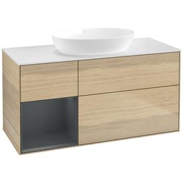 Villeroy & Boch Villeroy und Boch Finion Waschtischunterschrank FA61HGPC 120cm, Abdeckplatte white matt, Regale Midnight matt lacquer, Oak Veneer