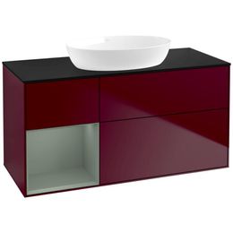 Villeroy & Boch Villeroy und Boch Finion Waschtischunterschrank FA62GMHB 120cm, Abdeckplatte black matt, Regale Olive matt lacquer, Peony Matt