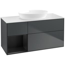 Villeroy & Boch Villeroy und Boch Finion Waschtischunterschrank FA61PDHG 120cm, Abdeckplatte white matt, Regale Black matt lacquer, Midnight Blue Matt Lacquer