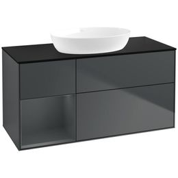 Villeroy & Boch Villeroy und Boch Finion Waschtischunterschrank FA62HGHG 120cm, Abdeckplatte black matt, Regale Midnight matt lacquer, Midnight Blue Matt Lacquer