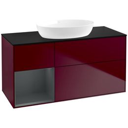 Villeroy & Boch Villeroy und Boch Finion Waschtischunterschrank FA62HGHB 120cm, Abdeckplatte black matt, Regale Midnight matt lacquer, Peony Matt