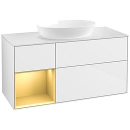 Villeroy & Boch Villeroy und Boch Finion Waschtischunterschrank FA61HFGF 120cm, Abdeckplatte white matt, Regale Gold matt lacquer, Glossy white lacquer