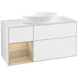 Villeroy & Boch Villeroy und Boch Finion Waschtischunterschrank FA61PCGF 120cm, Abdeckplatte white matt, Regale Oak Veneer, Glossy white lacquer