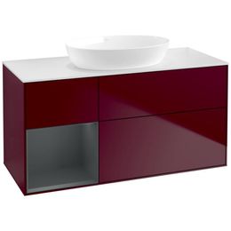 Villeroy & Boch Villeroy und Boch Finion Waschtischunterschrank FA61HGHB 120cm, Abdeckplatte white matt, Regale Midnight matt lacquer, Peony Matt