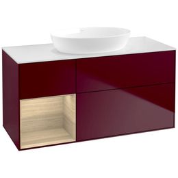 Villeroy & Boch Villeroy und Boch Finion Waschtischunterschrank FA61PCHB 120cm, Abdeckplatte white matt, Regale Oak Veneer, Peony Matt