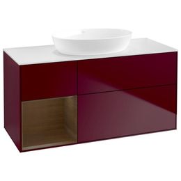 Villeroy & Boch Villeroy und Boch Finion Waschtischunterschrank GA61GNHB 120cm, Abdeckplatte white matt, Emotion, Regale Walnut Veneer, Peony Matt