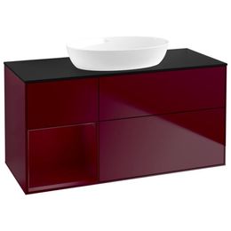 Villeroy & Boch Villeroy und Boch Finion Waschtischunterschrank GA62HBHB 120cm, Abdeckplatte black matt, Emotion, Regale Peony matt lacquer, Peony Matt