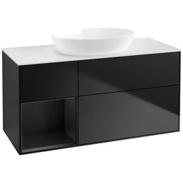 Villeroy & Boch Villeroy und Boch Finion Waschtischunterschrank FA61PDPD 120cm, Abdeckplatte white matt, Regale Black matt lacquer, Black matt lacquer
