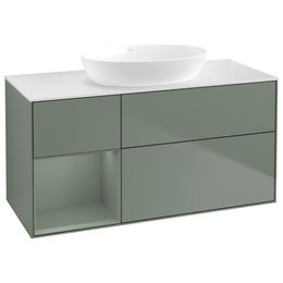 Villeroy & Boch Villeroy und Boch Finion Waschtischunterschrank GA61GMGM 120cm, Abdeckplatte white matt, Emotion, Regale Olive matt lacquer, Olive Matt Lacquer