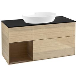 Villeroy & Boch Villeroy und Boch Finion Waschtischunterschrank GA62GNPC 120cm, Abdeckplatte black matt, Emotion, Regale Walnut Veneer, Oak Veneer