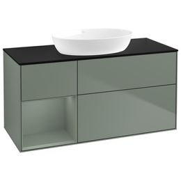Villeroy & Boch Villeroy und Boch Finion Waschtischunterschrank GA62GMGM 120cm, Abdeckplatte black matt, Emotion, Regale Olive matt lacquer, Olive Matt Lacquer
