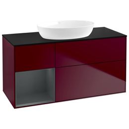 Villeroy & Boch Villeroy und Boch Finion Waschtischunterschrank GA62HGHB 120cm, Abdeckplatte black matt, Emotion, Regale Midnight matt lacquer, Peony Matt