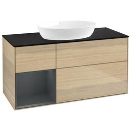 Villeroy & Boch Villeroy und Boch Finion Waschtischunterschrank GA62HGPC 120cm, Abdeckplatte black matt, Emotion, Regale Midnight matt lacquer, Oak Veneer