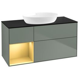 Villeroy & Boch Villeroy und Boch Finion Waschtischunterschrank GA62HFGM 120cm, Abdeckplatte black matt, Emotion, Regale Gold matt lacquer, Olive Matt Lacquer
