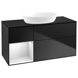 Villeroy & Boch Villeroy und Boch Finion Waschtischunterschrank GA62MTPD 120cm, Abdeckplatte black matt, Emotion, Regale White matt lacquer, Black matt lacquer
