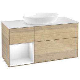 Villeroy & Boch Villeroy und Boch Finion Waschtischunterschrank GA61GFPC 120cm, Abdeckplatte white matt, Emotion, Regale Glossy white lacquer, Oak Veneer