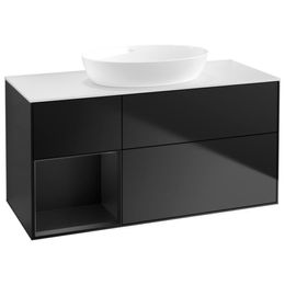Villeroy & Boch Villeroy und Boch Finion Waschtischunterschrank GA61PDPD 120cm, Abdeckplatte white matt, Emotion, Regale Black matt lacquer, Black matt lacquer