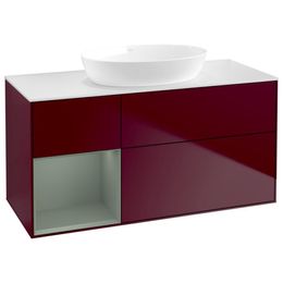 Villeroy & Boch Villeroy und Boch Finion Waschtischunterschrank GA61GMHB 120cm, Abdeckplatte white matt, Emotion, Regale Olive matt lacquer, Peony Matt