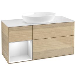 Villeroy & Boch Villeroy und Boch Finion Waschtischunterschrank GA61MTPC 120cm, Abdeckplatte white matt, Emotion, Regale White matt lacquer, Oak Veneer