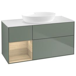 Villeroy & Boch Villeroy und Boch Finion Waschtischunterschrank GA61PCGM 120cm, Abdeckplatte white matt, Emotion, Regale Oak Veneer, Olive Matt Lacquer