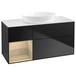 Villeroy & Boch Villeroy und Boch Finion Waschtischunterschrank GA61PCPD 120cm, Abdeckplatte white matt, Emotion, Regale Oak Veneer, Black matt lacquer
