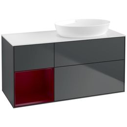 Villeroy & Boch Villeroy und Boch Finion Waschtischunterschrank FA41HBHG 120cm, Abdeckplatte white matt, Regale Peony matt lacquer, Midnight Blue Matt Lacquer