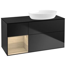 Villeroy & Boch Villeroy und Boch Finion Waschtischunterschrank GA42PCPD 120cm, Abdeckplatte black matt, Emotion, Regale Oak Veneer, Black matt lacquer