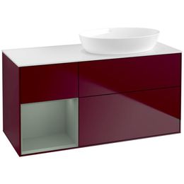 Villeroy & Boch Villeroy und Boch Finion Waschtischunterschrank FA41GMHB 120cm, Abdeckplatte white matt, Regale Olive matt lacquer, Peony Matt