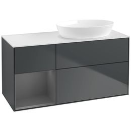Villeroy & Boch Villeroy und Boch Finion Waschtischunterschrank FA41GKHG 120cm, Abdeckplatte white matt, Regale Anthracite matt lacquer, Midnight Blue Matt Lacquer