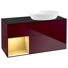Villeroy & Boch Villeroy und Boch Finion Waschtischunterschrank GA42HFHB 120cm, Abdeckplatte black matt, Emotion, Regale Gold matt lacquer, Peony Matt