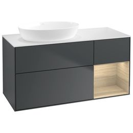 Villeroy & Boch Villeroy und Boch Finion Waschtischunterschrank GA51PCHG 120cm, Abdeckplatte white matt, Emotion, Regale Oak Veneer, Midnight Blue Matt Lacquer