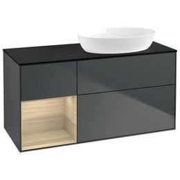 Villeroy & Boch Villeroy und Boch Finion Waschtischunterschrank GA42PCHG 120cm, Abdeckplatte black matt, Emotion, Regale Oak Veneer, Midnight Blue Matt Lacquer