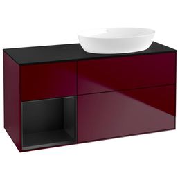 Villeroy & Boch Villeroy und Boch Finion Waschtischunterschrank GA42PDHB 120cm, Abdeckplatte black matt, Emotion, Regale Black matt lacquer, Peony Matt
