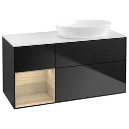 Villeroy & Boch Villeroy und Boch Finion Waschtischunterschrank GA41PCPD 120cm, Abdeckplatte white matt, Emotion, Regale Oak Veneer, Black matt lacquer