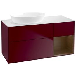 Villeroy & Boch Villeroy und Boch Finion Waschtischunterschrank GA51GNHB 120cm, Abdeckplatte white matt, Emotion, Regale Walnut Veneer, Peony Matt
