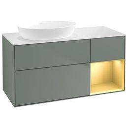Villeroy & Boch Villeroy und Boch Finion Waschtischunterschrank GA51HFGM 120cm, Abdeckplatte white matt, Emotion, Regale Gold matt lacquer, Olive Matt Lacquer