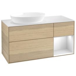 Villeroy & Boch Villeroy und Boch Finion Waschtischunterschrank GA51MTPC 120cm, Abdeckplatte white matt, Emotion, Regale White matt lacquer, Oak Veneer