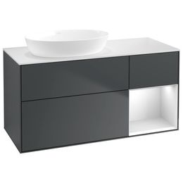 Villeroy & Boch Villeroy und Boch Finion Waschtischunterschrank GA51MTHG 120cm, Abdeckplatte white matt, Emotion, Regale White matt lacquer, Midnight Blue Matt Lacquer