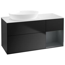 Villeroy & Boch Villeroy und Boch Finion Waschtischunterschrank GA51HGPD 120cm, Abdeckplatte white matt, Emotion, Regale Midnight matt lacquer, Black matt lacquer