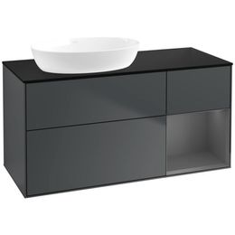 Villeroy & Boch Villeroy und Boch Finion Waschtischunterschrank FA52GKHG 120cm, Abdeckplatte black matt, Regale Anthracite matt lacquer, Midnight Blue Matt Lacquer