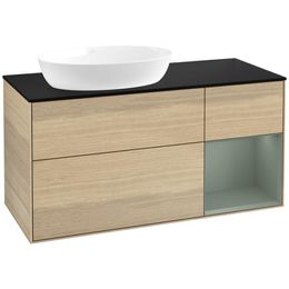 Villeroy & Boch Villeroy und Boch Finion Waschtischunterschrank FA52GMPC 120cm, Abdeckplatte black matt, Regale Olive matt lacquer, Oak Veneer