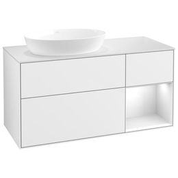 Villeroy & Boch Villeroy und Boch Finion Waschtischunterschrank FA51GFGF 120cm, Abdeckplatte white matt, Regale Glossy white lacquer, Glossy white lacquer