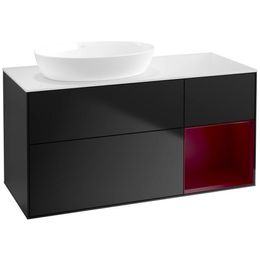 Villeroy & Boch Villeroy und Boch Finion Waschtischunterschrank FA51HBPD 120cm, Abdeckplatte white matt, Regale Peony matt lacquer, Black matt lacquer