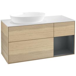 Villeroy & Boch Villeroy und Boch Finion Waschtischunterschrank FA51HGPC 120cm, Abdeckplatte white matt, Regale Midnight matt lacquer, Oak Veneer
