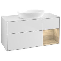 Villeroy & Boch Villeroy und Boch Finion Waschtischunterschrank GA71PCMT 120cm, Abdeckplatte white matt, Emotion, Regale Oak Veneer, White matt lacquer