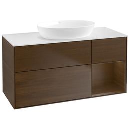 Villeroy & Boch Villeroy und Boch Finion Waschtischunterschrank GA71GNGN 120cm, Abdeckplatte white matt, Emotion, Regale Walnut Veneer, Walnut veneer