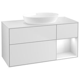 Villeroy & Boch Villeroy und Boch Finion Waschtischunterschrank GA71GFMT 120cm, Abdeckplatte white matt, Emotion, Regale Glossy white lacquer, White matt lacquer
