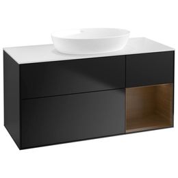 Villeroy & Boch Villeroy und Boch Finion Waschtischunterschrank GA71GNPD 120cm, Abdeckplatte white matt, Emotion, Regale Walnut Veneer, Black matt lacquer